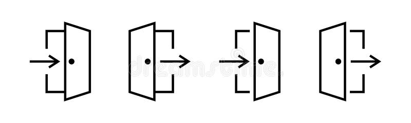 Set of Login and Logout Icons with Open Door and Arrow Symbols Stock ...