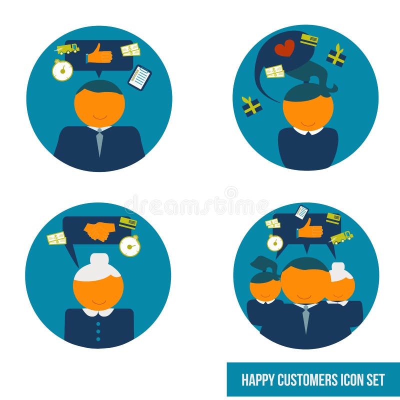 Vector Icon Set Happy Customers Stock Vector - Illustration of ...