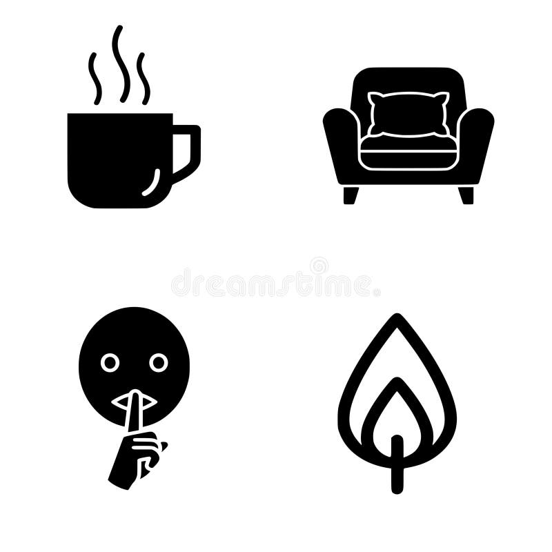 Serene Contemplation & Quiet Reflection Icon Set Stock Illustration ...