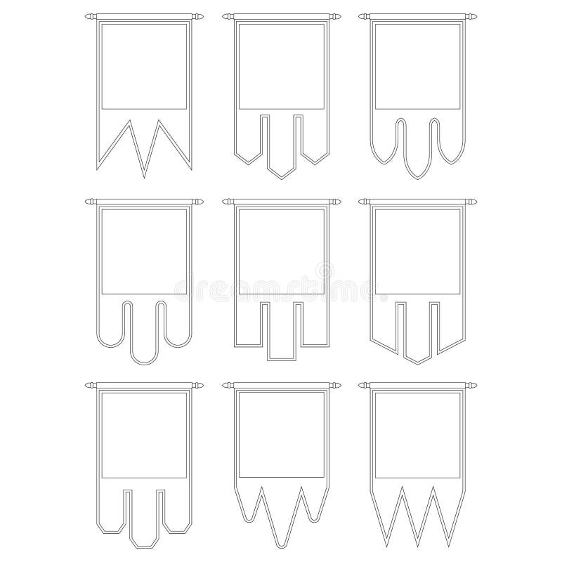 Vector Icon Set with Heraldic Flags Stock Vector - Illustration of hanging, ancient: 237312191