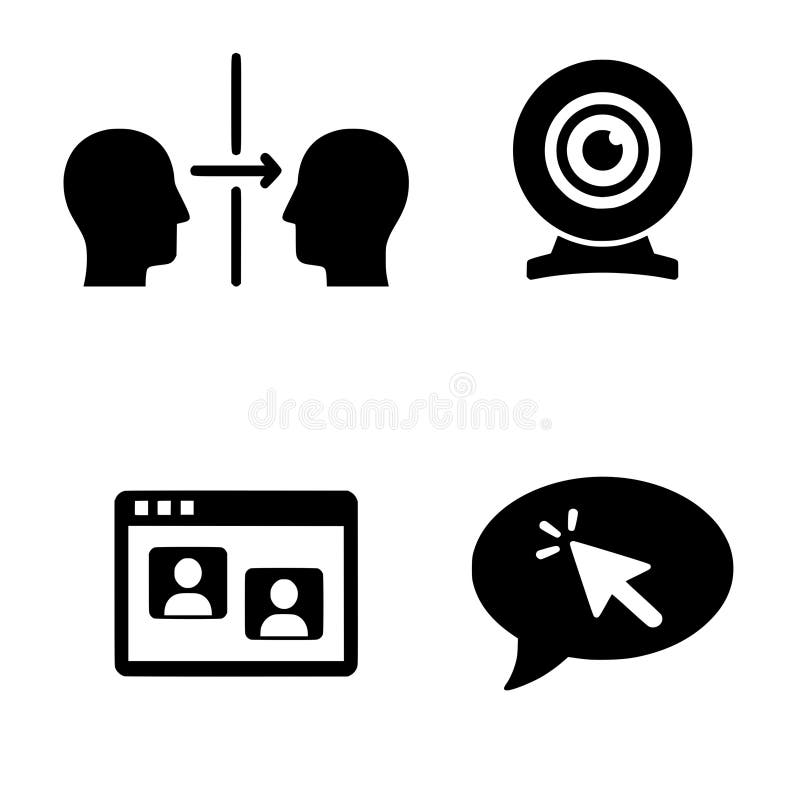 Online Therapy Virtual Interaction & Presence Icons Stock Illustration ...