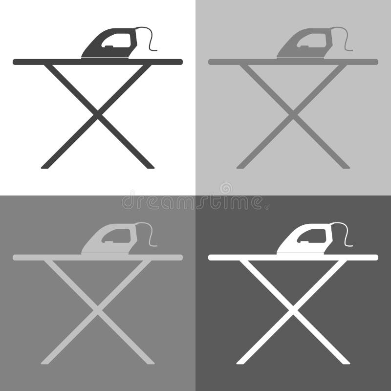 Vector Icon Set Iron and Ironing Board on White-grey-black Co Stock ...