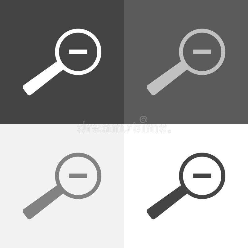 Vector Icon Set of the Magnifying Glass, Object Decrease, Distance on ...
