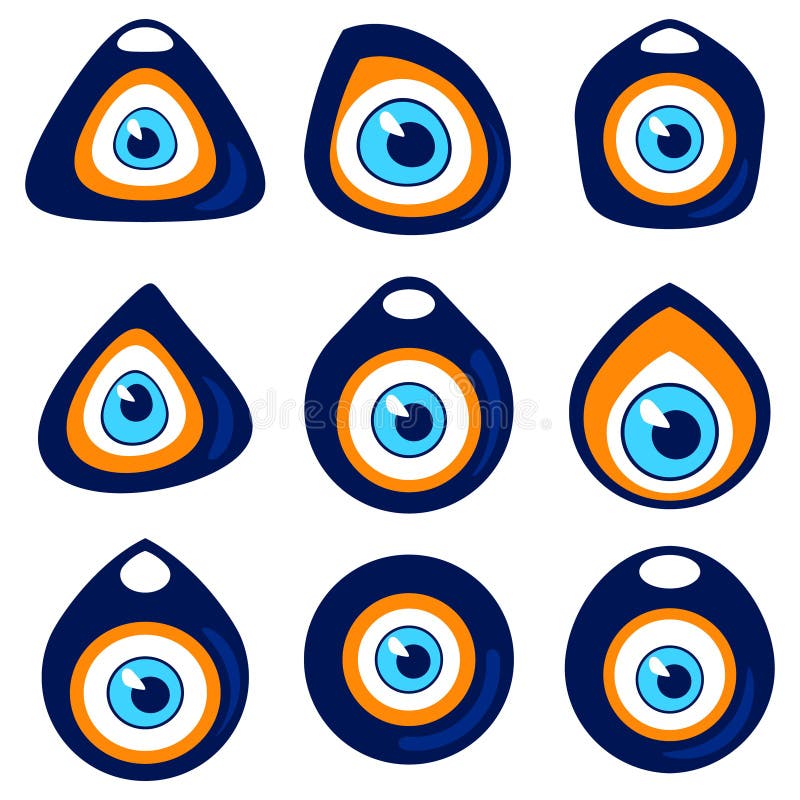 Vector Icon Set with Nazar Amulet Stock Vector - Illustration of ...