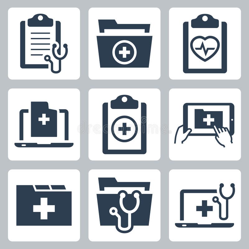 Icons of Patient Medical Record Stock Vector - Illustration of network ...