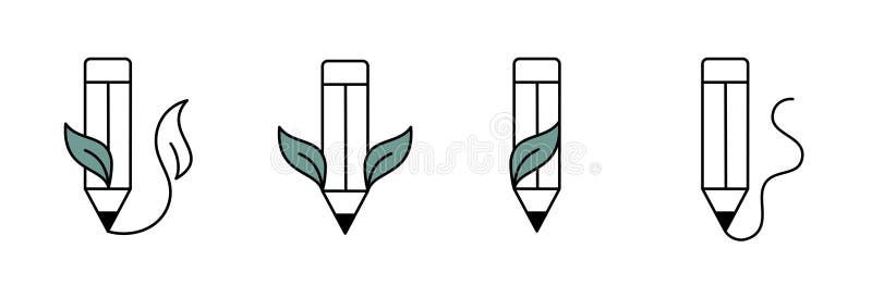 Vector Icon Set with Pencil Illustrations with Eco-friendly Design ...