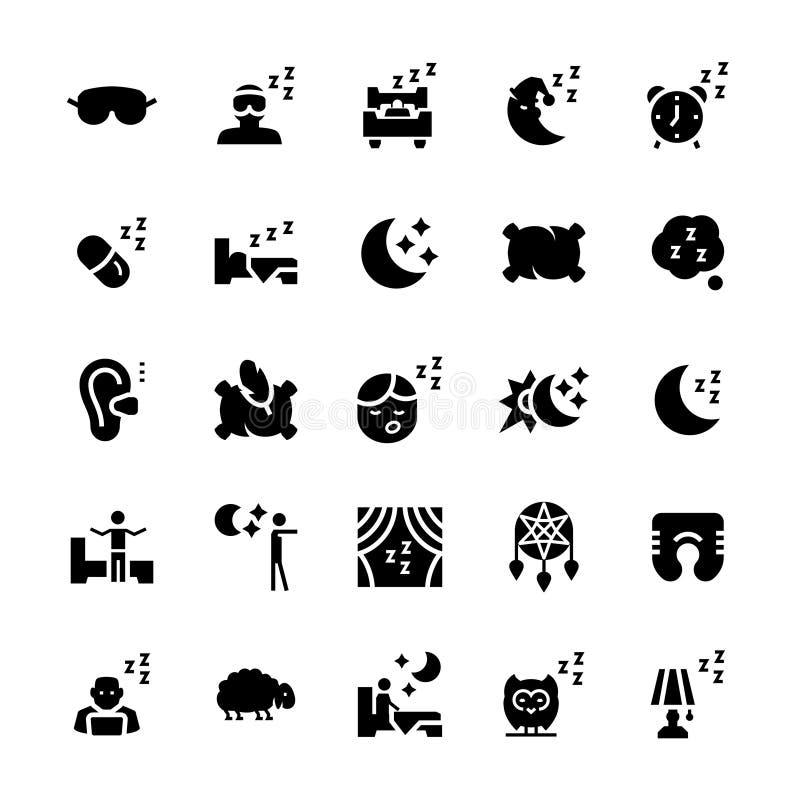 Vector Icon Set of Sleep in Flat Style Stock Vector - Illustration of ...
