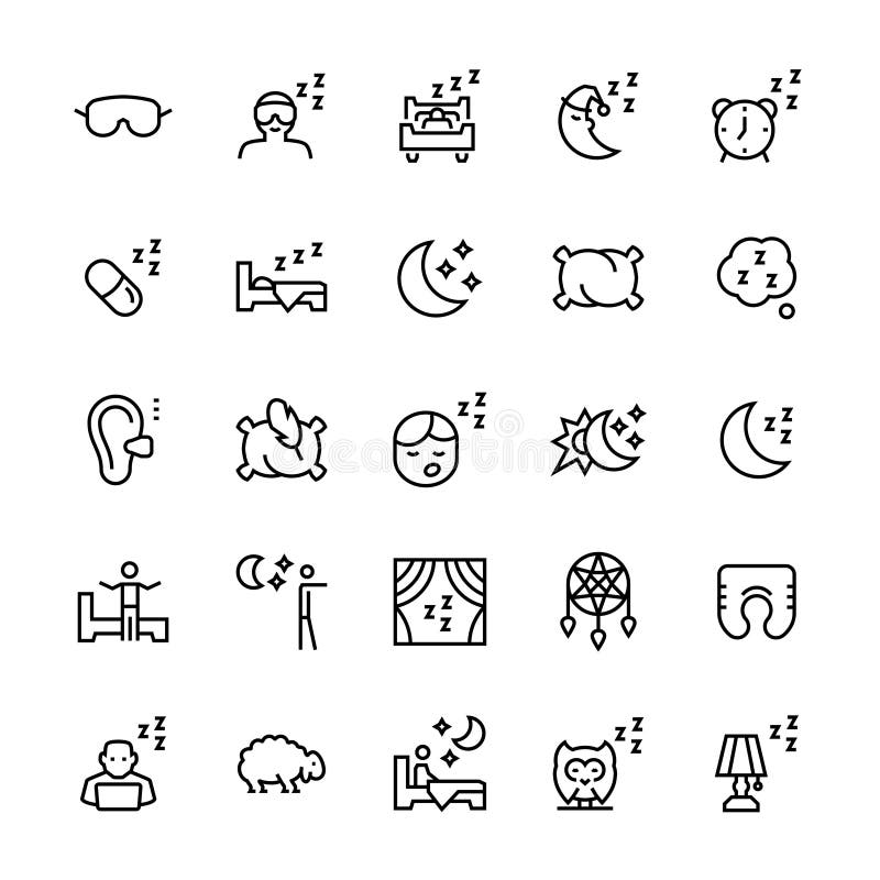 Vector Icon Set of Sleep in Line Style Stock Vector - Illustration of ...