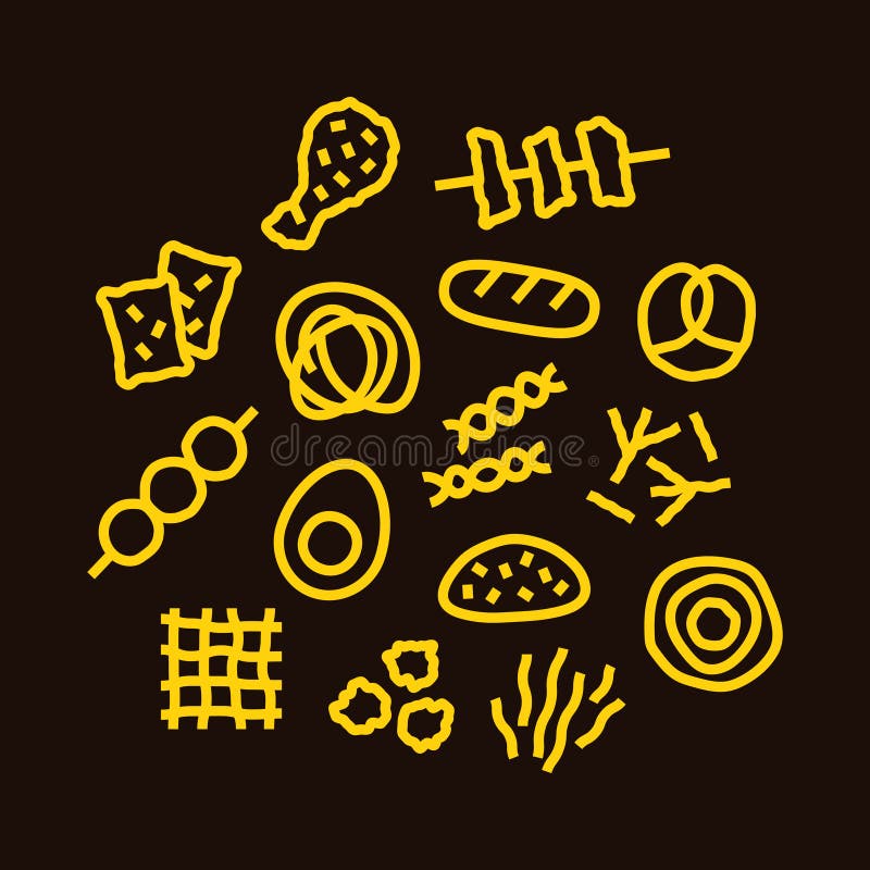 Vector Icon Set of Snacks. Design Elements of Fast Food Stock ...