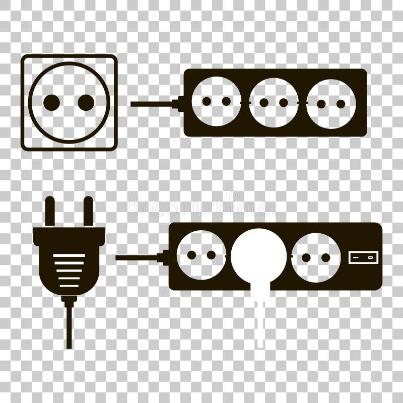 Vector Icon Set of Sockets and Plugs. an Extension Cord with the Stock ...