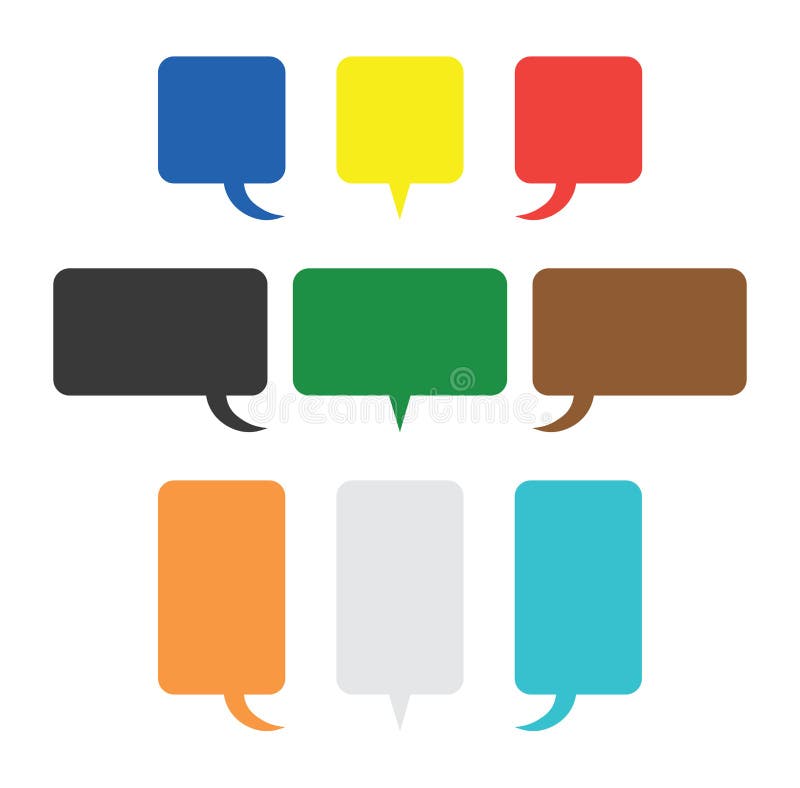 Vector Icon Set of Speech Bubbles in Different Colors, Flat Color Stock ...