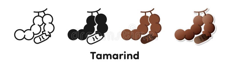 Vector Icon Set of Tamarind. Stock Vector - Illustration of fruit ...