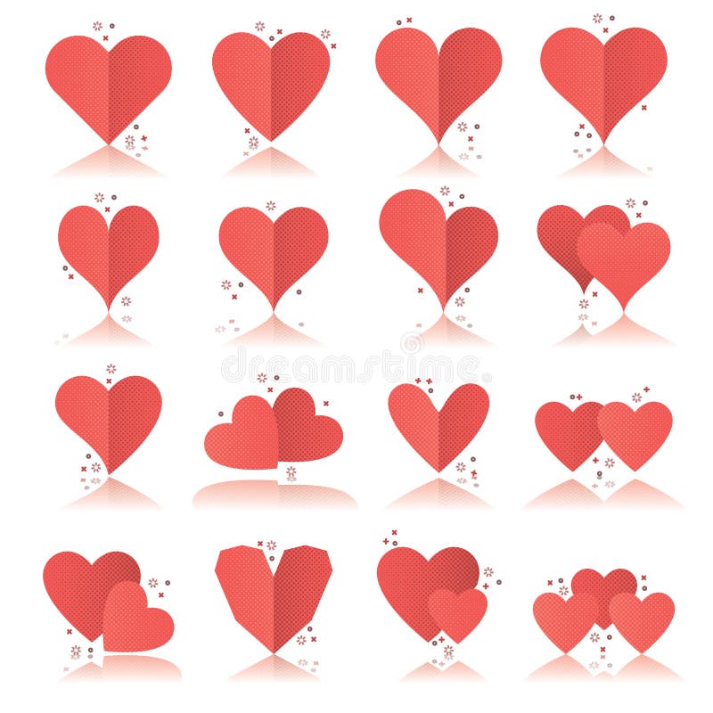 Vector Icon Set of Various Heart Shapes Stock Vector - Illustration of ...