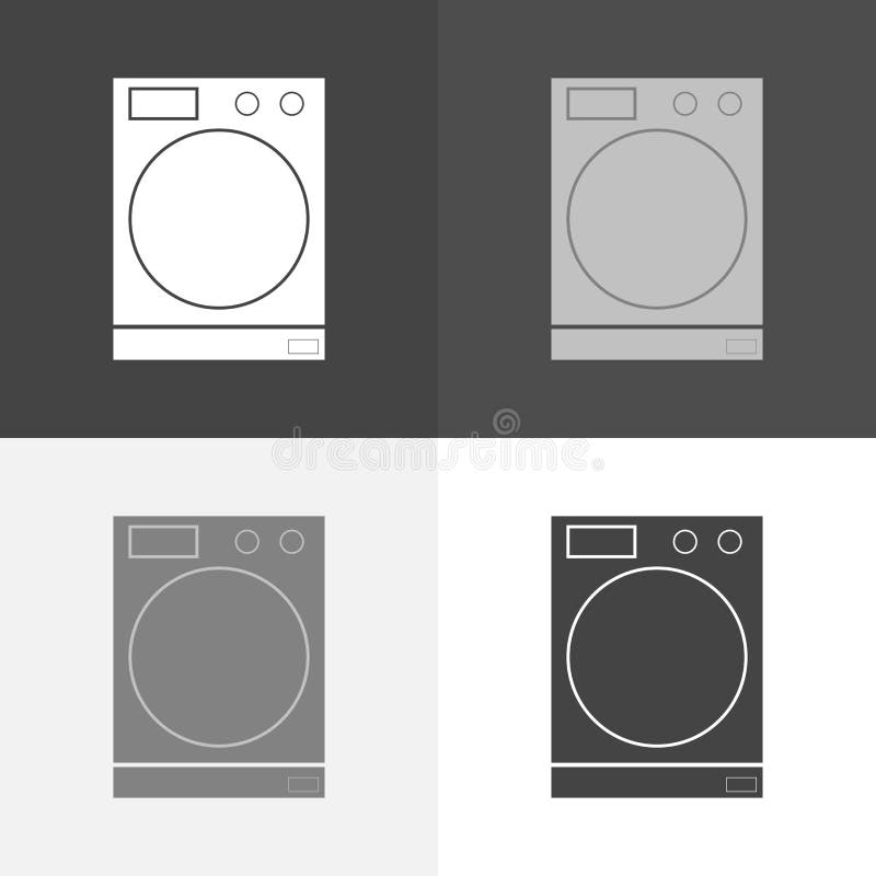 Vector Icon Set of Washing Machine. Vector White Icon on White- Stock ...