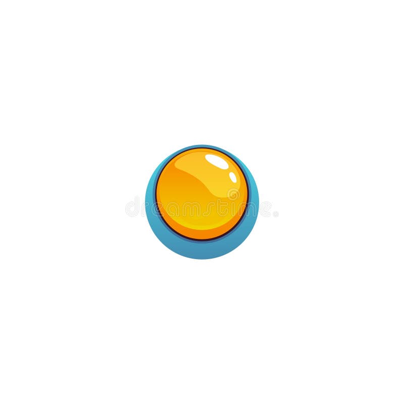 Vector Icon of a Shiny Yellow Game Button in Cartoon Style on a White ...