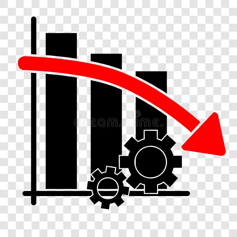 Icon Simple Illustration, Falling Down Productivity Business Progress ...