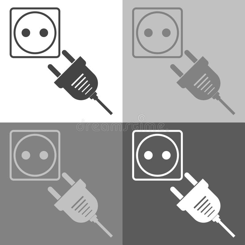 Vector Icon Sockets and Plugs. Vector Icon Set on White-grey-bl Stock ...