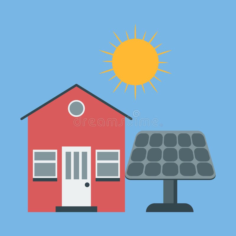 Vector Icon Solar Panel. House and Sun Stock Illustration ...