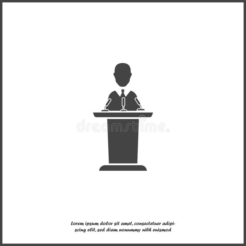 Vector Icon Speaker on the Podium. Politician Broadcasting from the ...