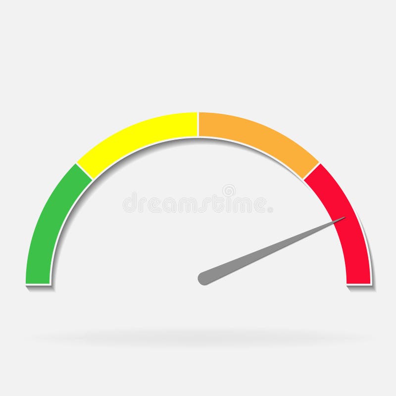Vector Icon Speedometer or Tachometer with Arrow. Red Green on a Gray ...