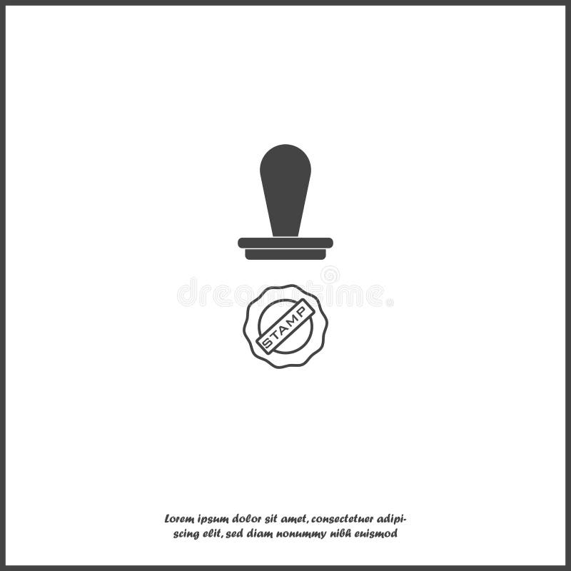 Vector Icon Stamp with Print. Flat Stamp Image on White Isolated ...