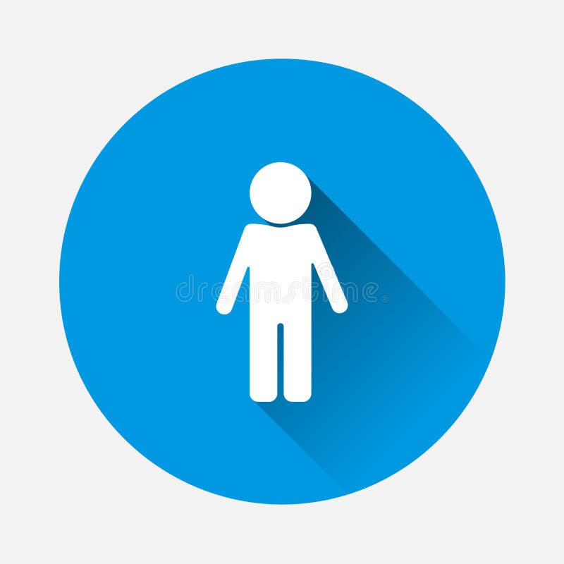 Vector Icon of a Standing Man on Blue Background. Flat Image M Stock ...