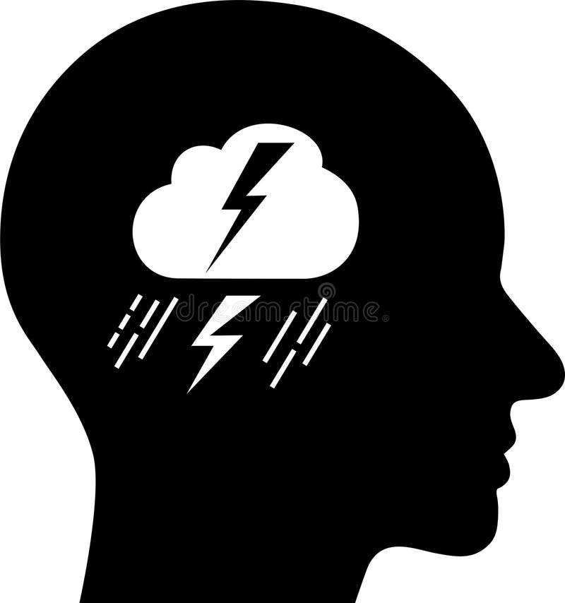 Vector Icon of Storm in Human Brain As a Concept of Brainstorm and ...