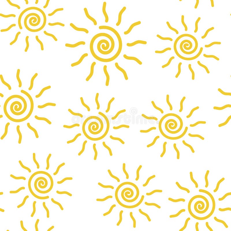 Vector Icon Sun Seamless Pattern on a White Background. Layers Grouped ...