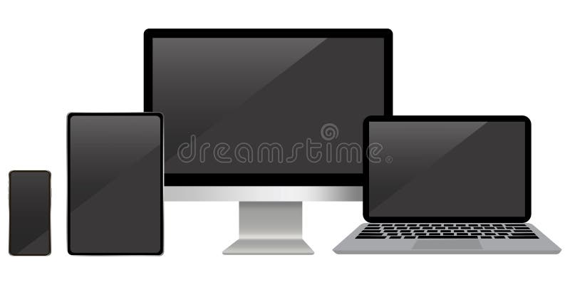 Vector Icon of Tablet and Computer and Laptop and Phone. Template Set ...