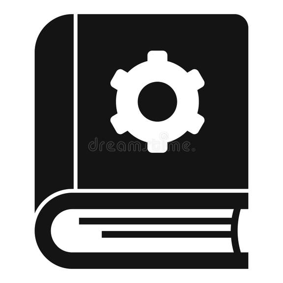 A Black and White Icon Featuring a Book with a Gear, Representing a ...