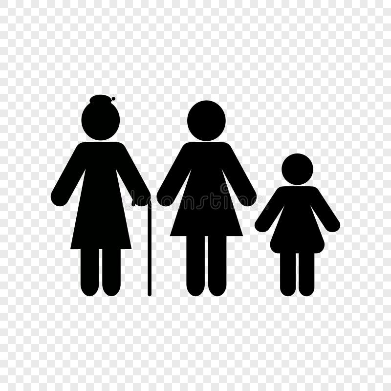 Vector Icon of Three Female Generations. Grandmother, Mother, Daugther ...