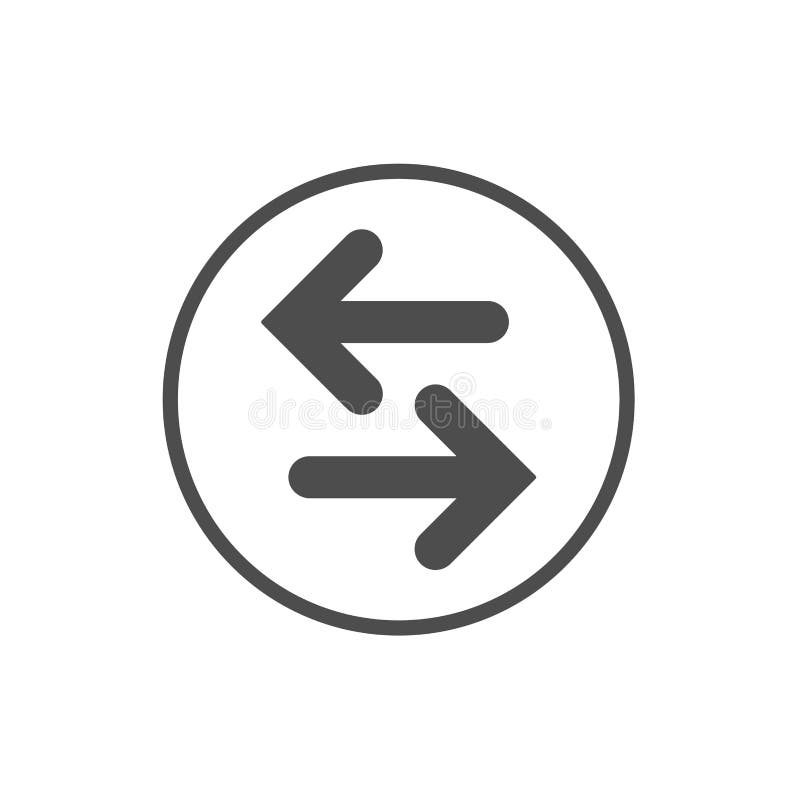 Vector Icon. Two Black Opposite Horizontal Arrows in Circle Isolated on ...