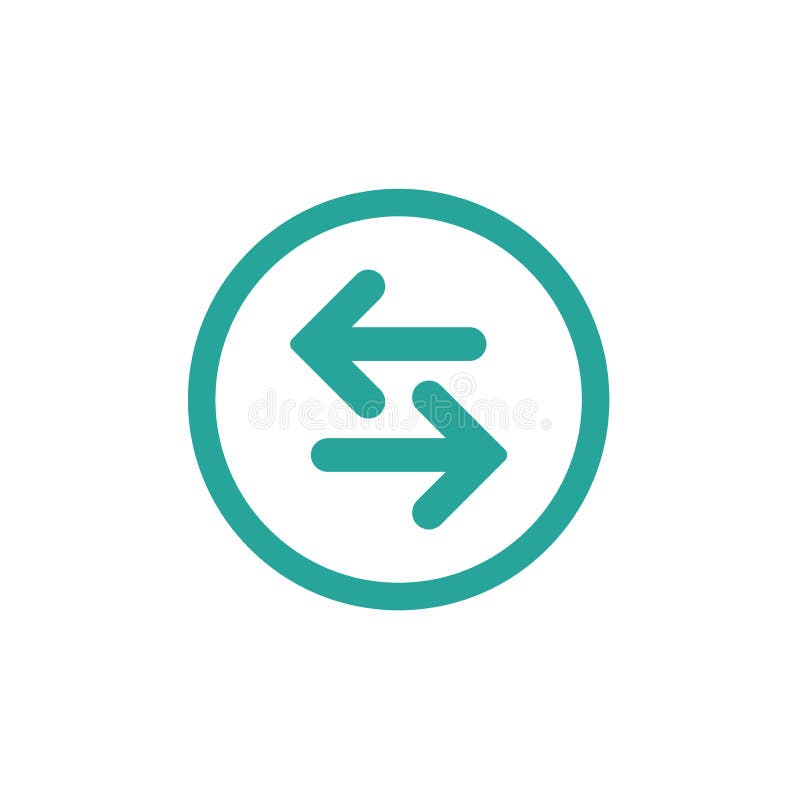 Vector Icon. Two Blue Rounded Opposite Horizontal Arrows in Blue Circle ...