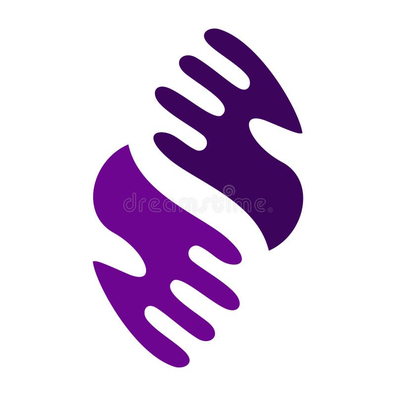 Vector Icon of Two Hands Helping Each Other Purple Stock Illustration ...