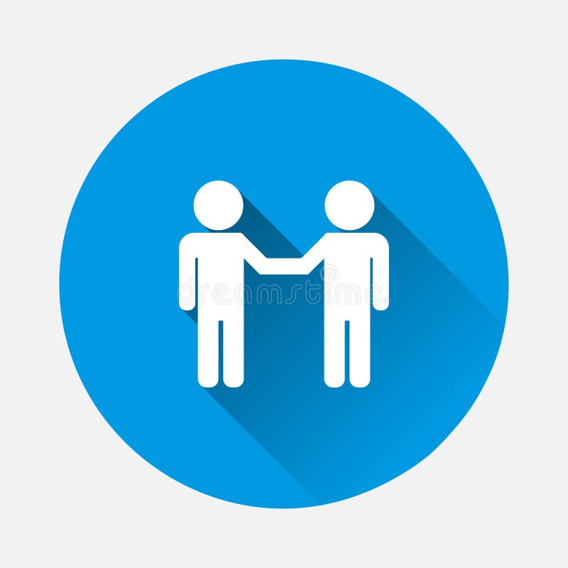 Vector Icon Two People Businessman Greet Icon On Blue Background. Flat ...