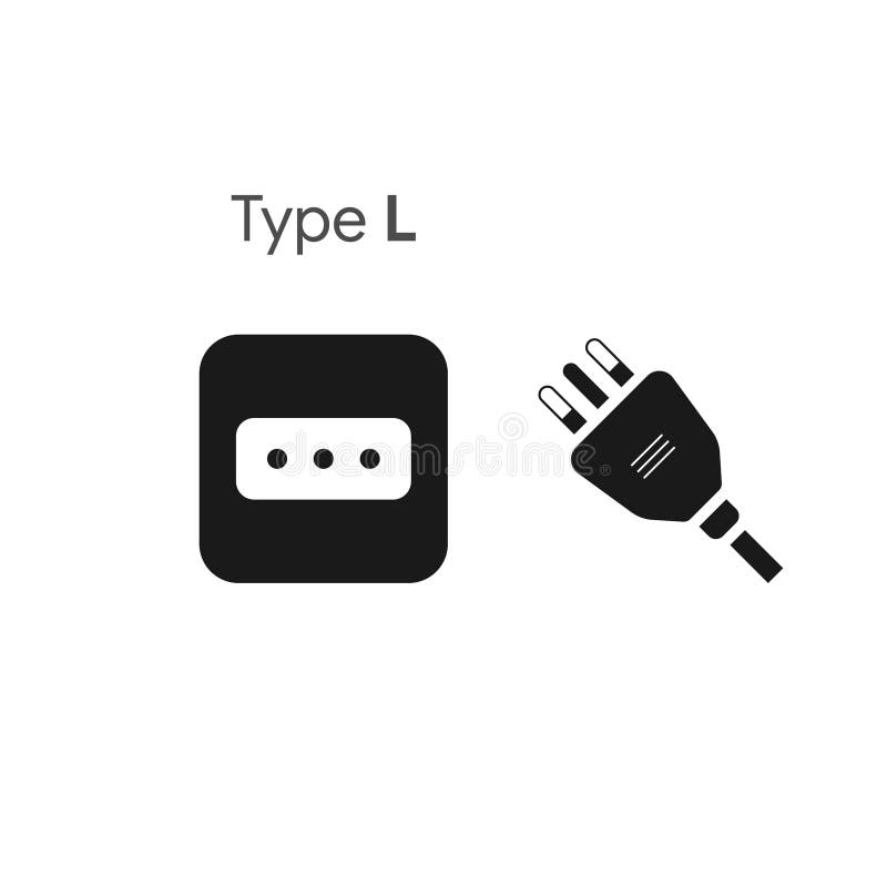 Vector Icon of a Type L Electrical Outlet and an Electric Plug. Flat ...