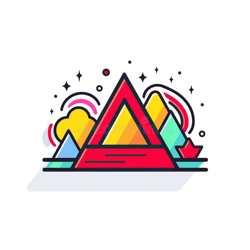 Vector Icon of a Vibrant Triangle Against a Scenic Mountain Backdrop ...