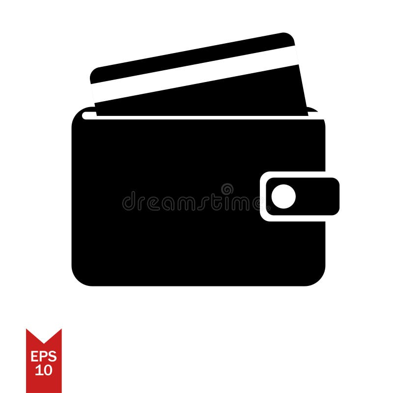 Vector Icon of Wallet with Card. Black Wallet. Payment Icon. Money Icon ...