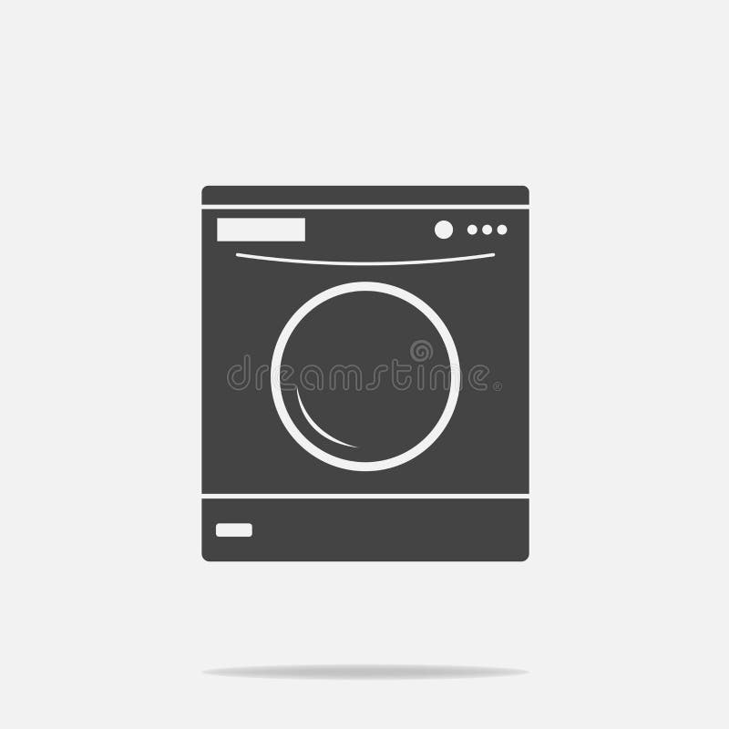 Vector Icon Washing Machine on Gray Background. Flat Image Home Stock ...