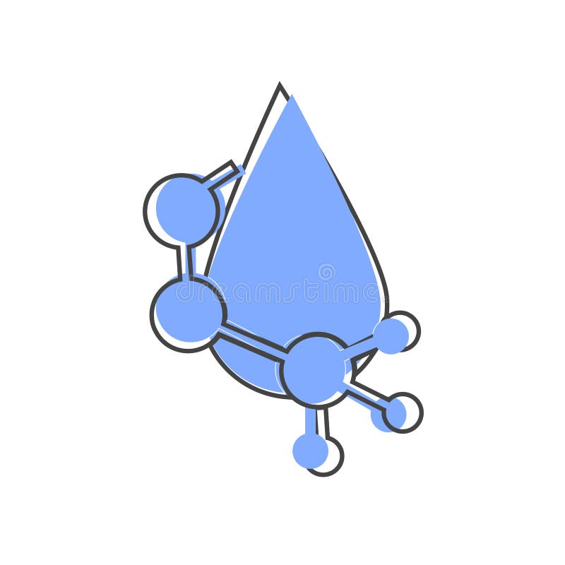 Vector Icon Water Molecule, Drops of Acid on Cartoon Style on White ...