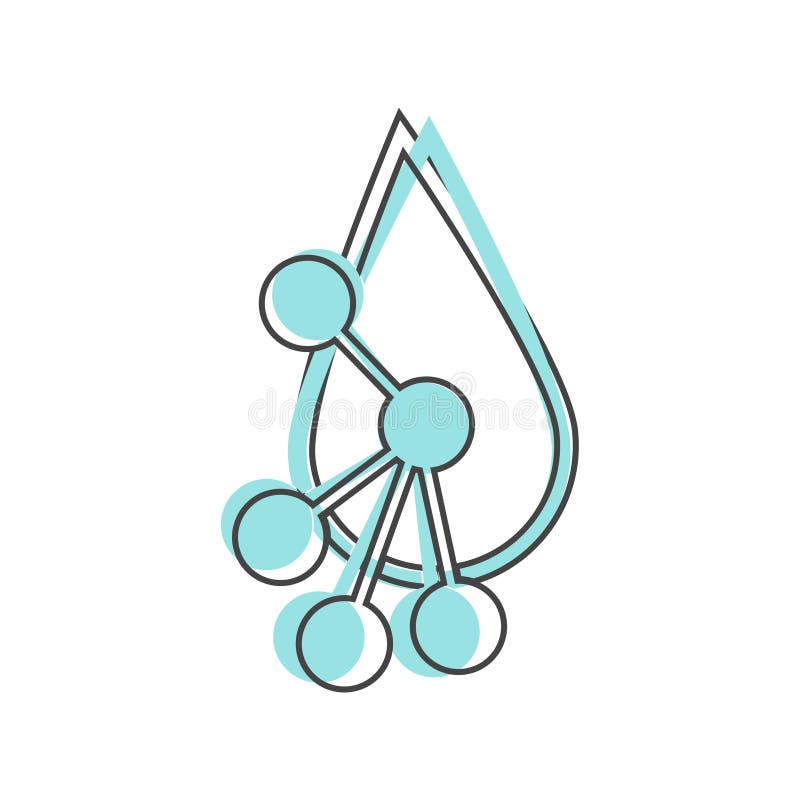 Vector Icon Water Molecule, Drops of Acid on Cartoon Style on White ...