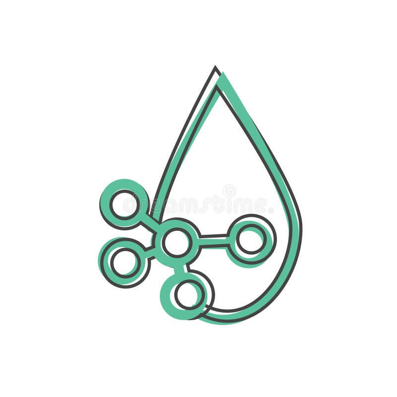 Vector Icon Water Molecule, Drops of Acid on Cartoon Style on White ...