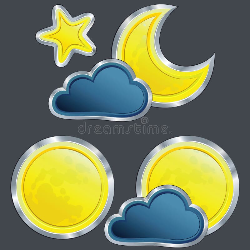 Vector Icon Weather Night with Moon and Star Stock Vector ...