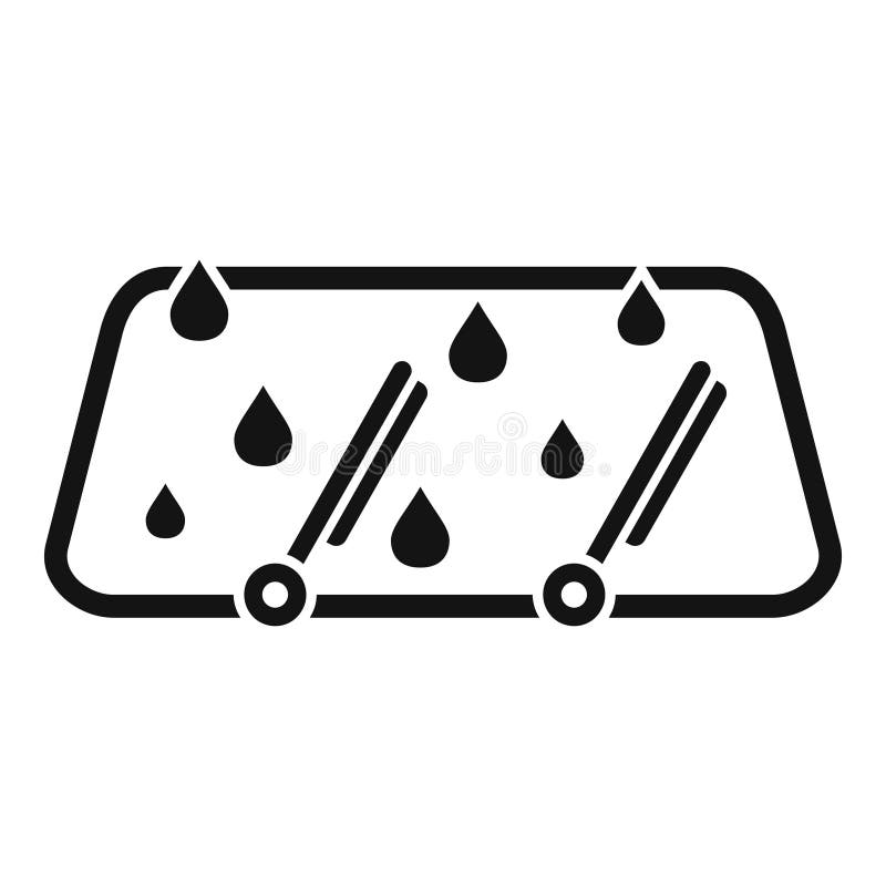 Vector Icon of Windshield Wipers in Motion with Raindrops, Isolated on ...