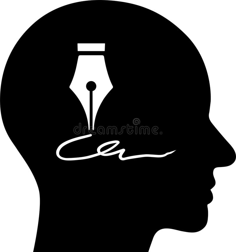 Vector Icon of a Writing Pen in the Human Head As a Concept of Memory ...