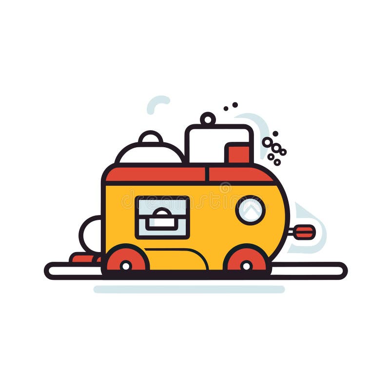 Vector Icon of a Yellow Bus with a Red Roof in a Flat Icon Style Stock ...