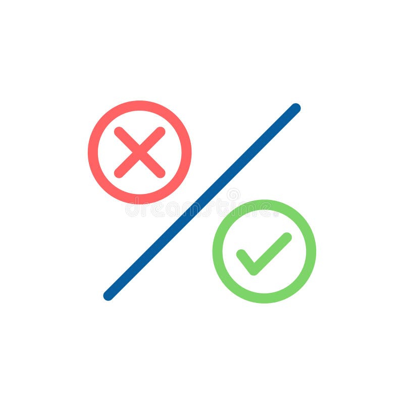 Vector Icon of Yes and No Decision: Thin Line Illustration for ...
