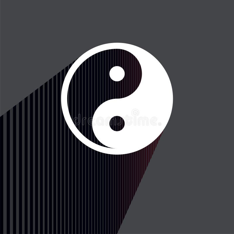 Vector Icon Yin Yang Symbol. Flat Design with Long Shadow and Space for ...