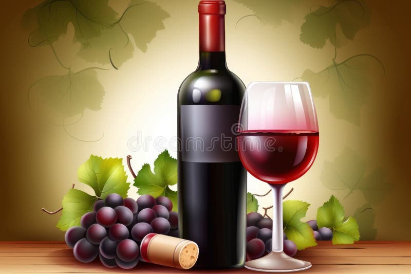 Vector Iconography of Wine Bottle Cup and Drinking Vessel. Generative ...