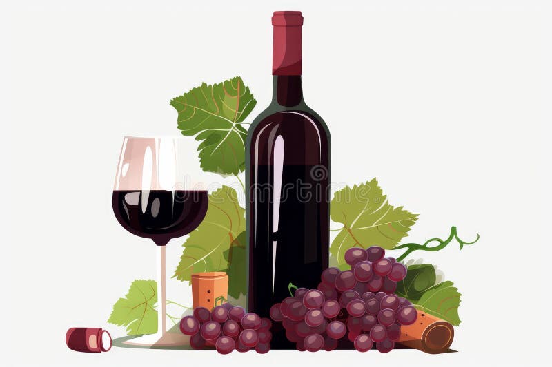 Vector Iconography of Wine Bottle Cup and Stemware. Generative Ai Stock ...